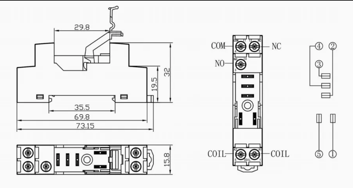 High-load Compact 16A Relay Socket P69K05E - Buy Compact 16A relay ...